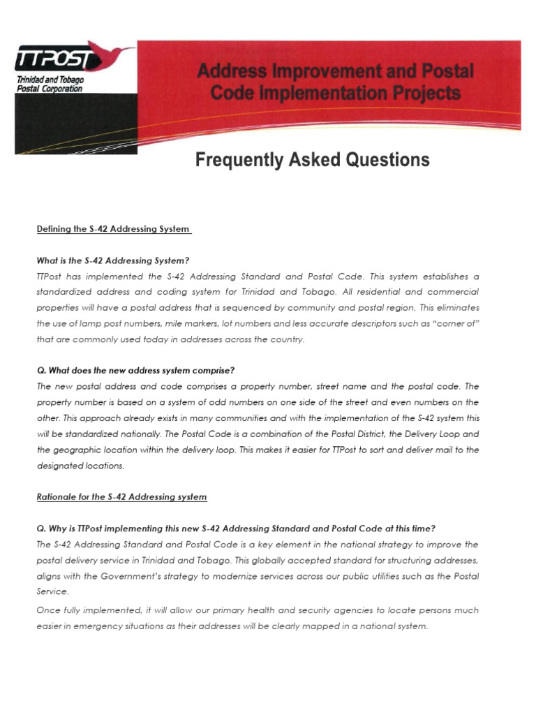 S42-FAQ-1 | PDF | Mail | Zip Code