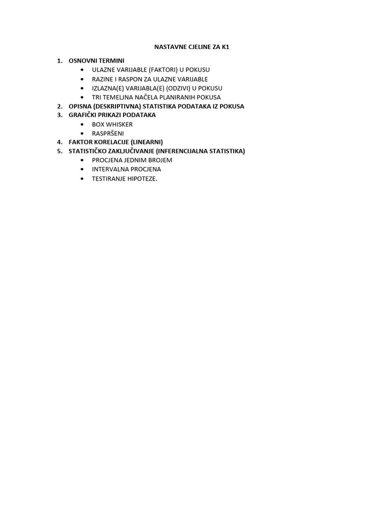 PIAP Nastavne Cjeline Za K1 | PDF