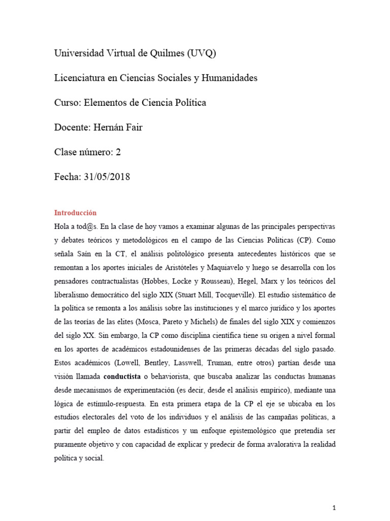 ECP Clase N 2 | PDF | Ciencias Políticas | Teoría