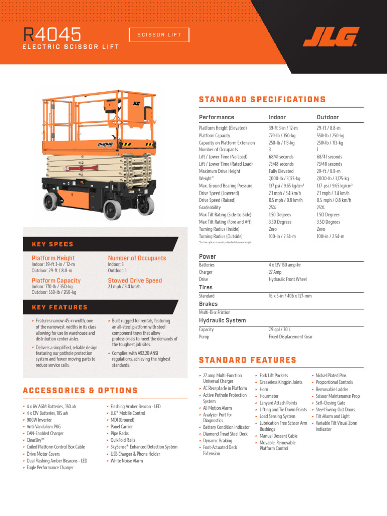 JLG R4045 | PDF | Elevator | Battery Charger