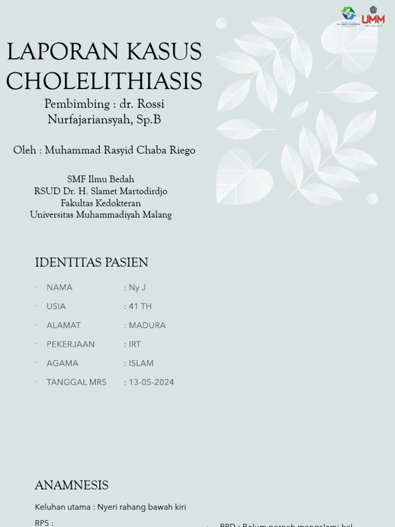 LAPORAN KASUS kolelitiasis | PDF