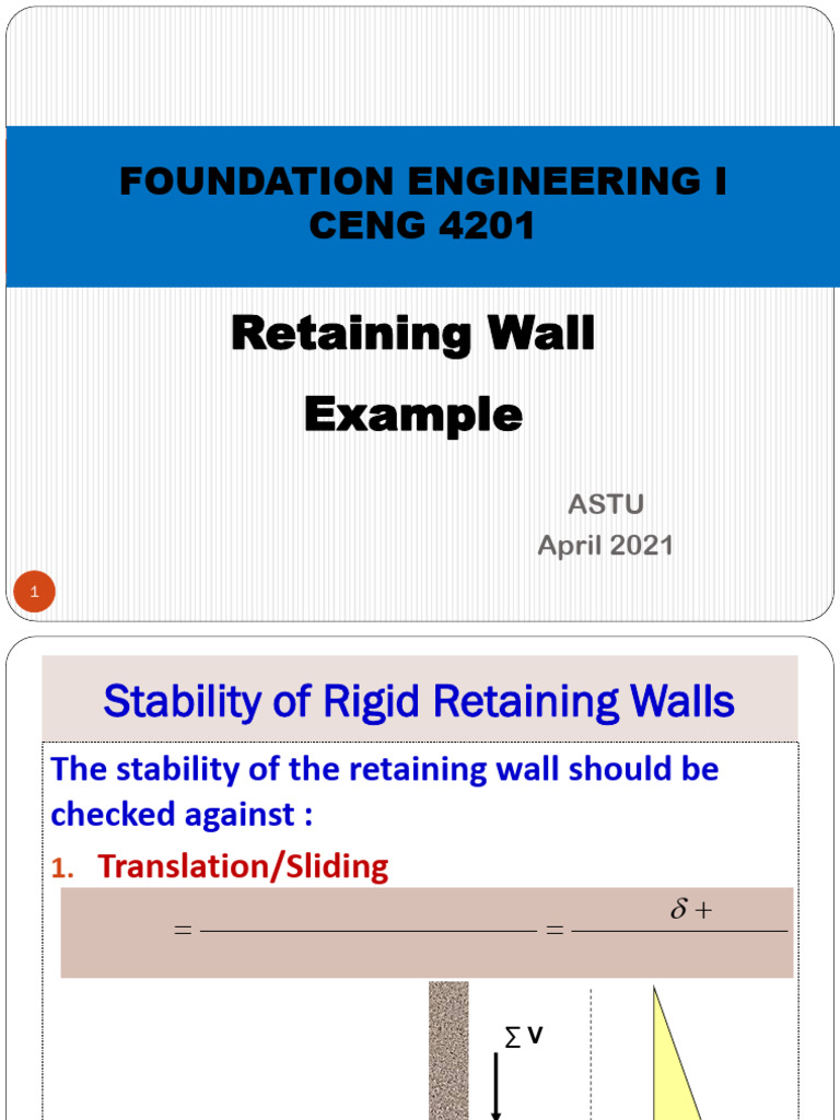 5 CH - Retaining Wall (Example) | PDF | Mechanics | Soil