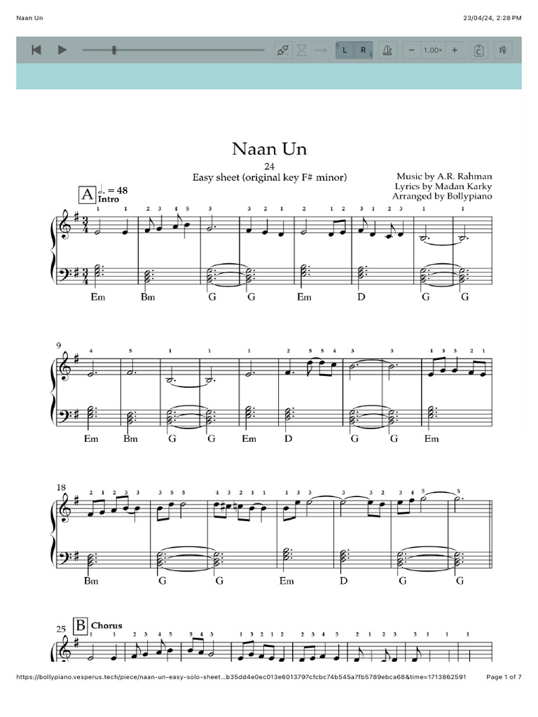 Naan Un Easy Solo Sheet | PDF