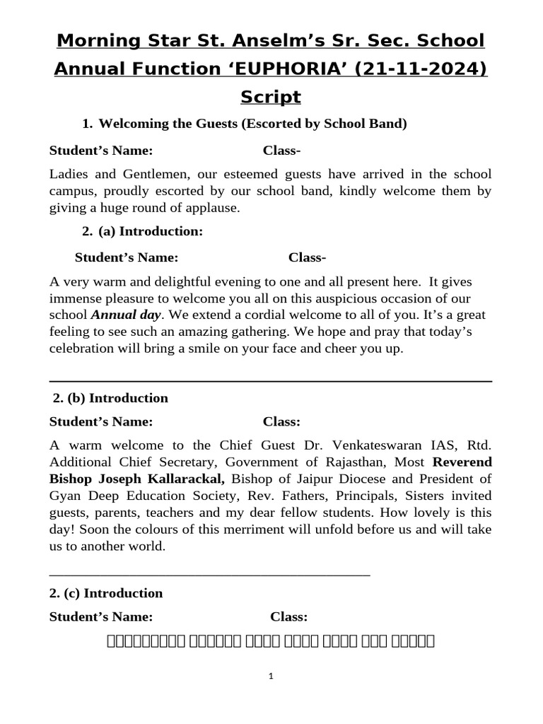 Annual Day Script 2024-25 New-1 | PDF | The Reverend | Prayer