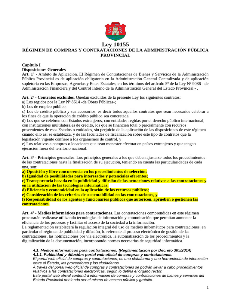 Ley 10155. Con Decreto Reglamentario 350 2014 REGIMEN CONTRATACIONES ...