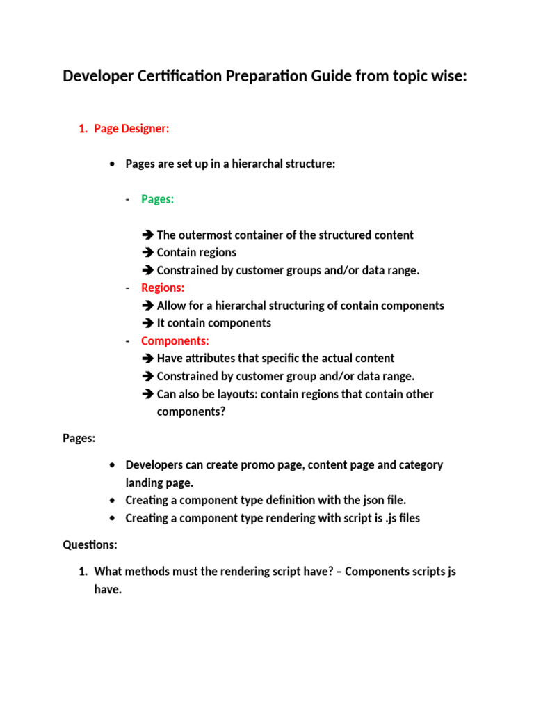 Developer Certification Preparation Guide From Topic Wise | PDF | Html ...