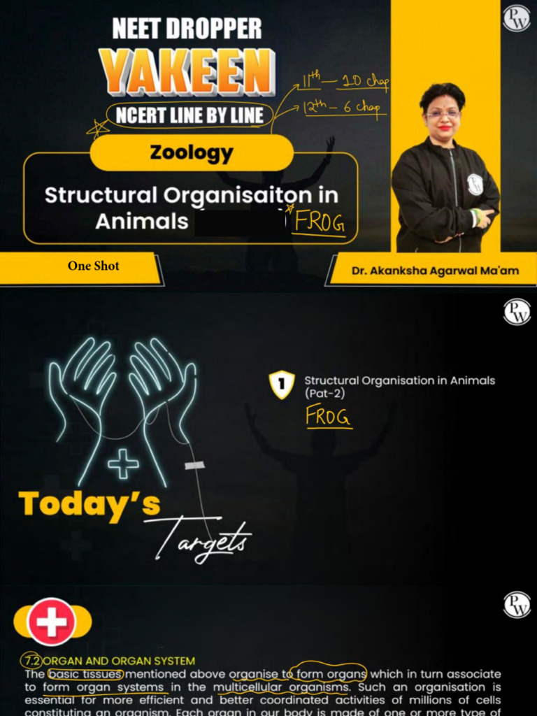 Structural Organisation in Animals Frog One Shot Class Notes NCERT Line ...