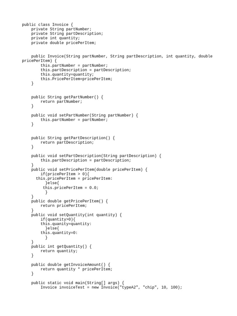 Java Invoice Exercise | PDF