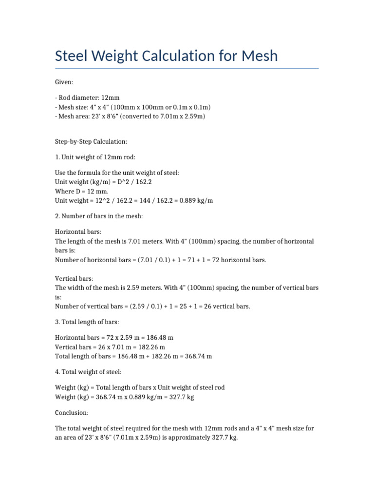 Steel_Weight_Calculation_23ft_8ft6in | PDF