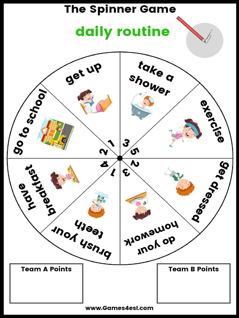 Daily Routines Board Game The Spinner Game | PDF