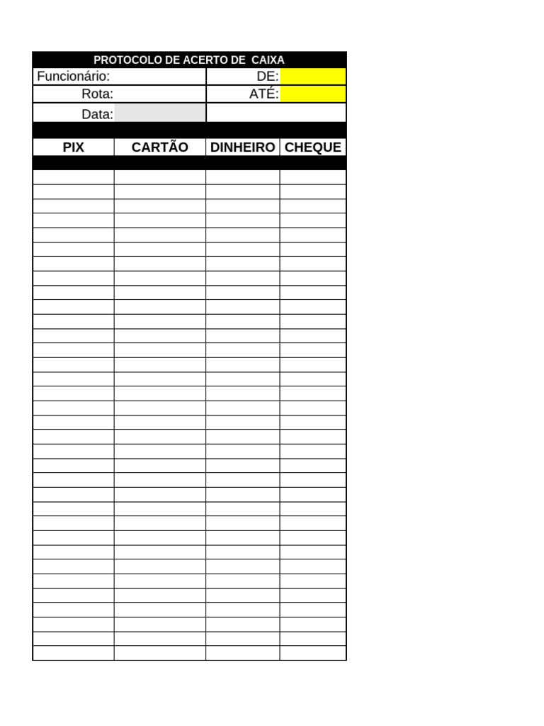 Protocolo de Acerto de Caixa | PDF