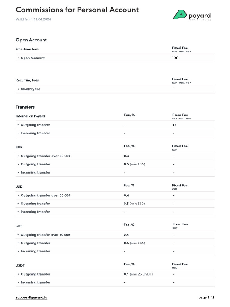 6706386a13800 Payard-PersonalAccountPricing | PDF | Euro | Visa Inc.