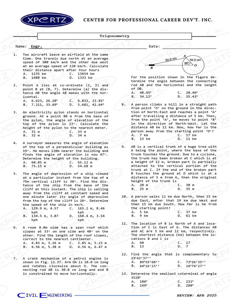 Basic Math 2 - Additional Practice - Trigonometry | PDF | Angle | Elementary Geometry