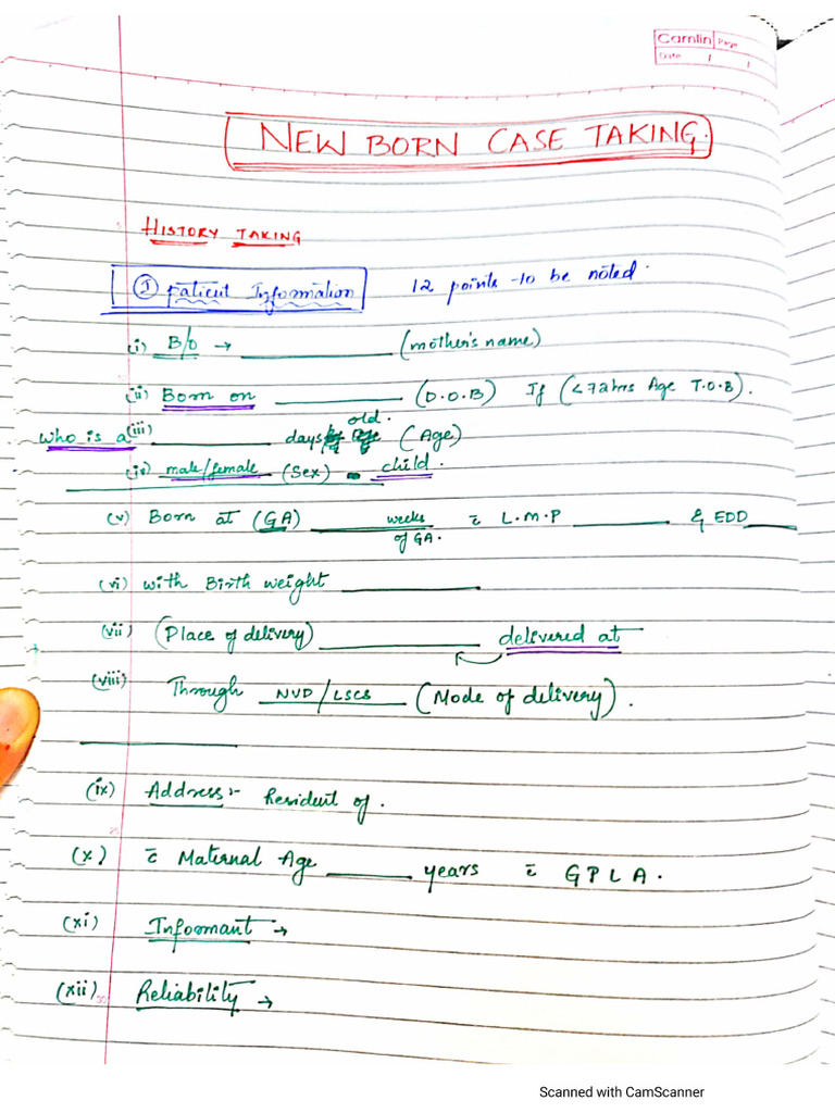 newborn case proforma | PDF