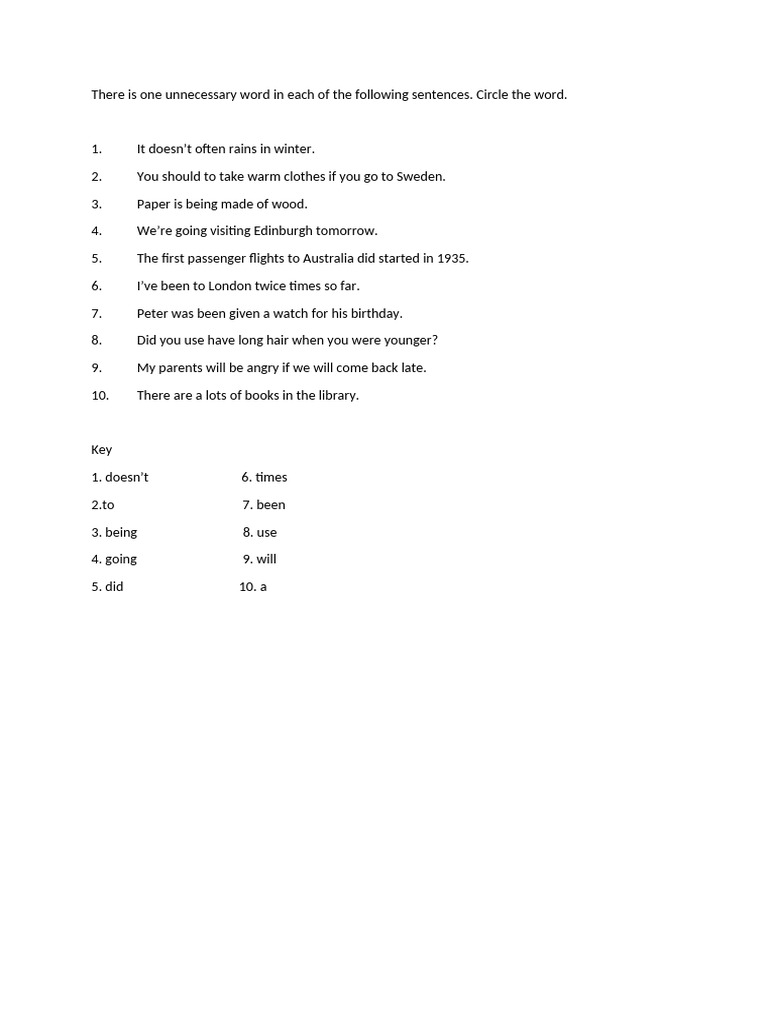 Unnecessary Word | PDF