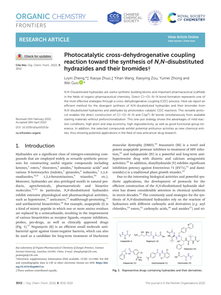 7 Wei Guo-2022-OCF | PDF | Chemical Reactions | Ester