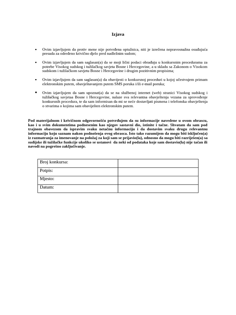Izjava SRP Lat | PDF
