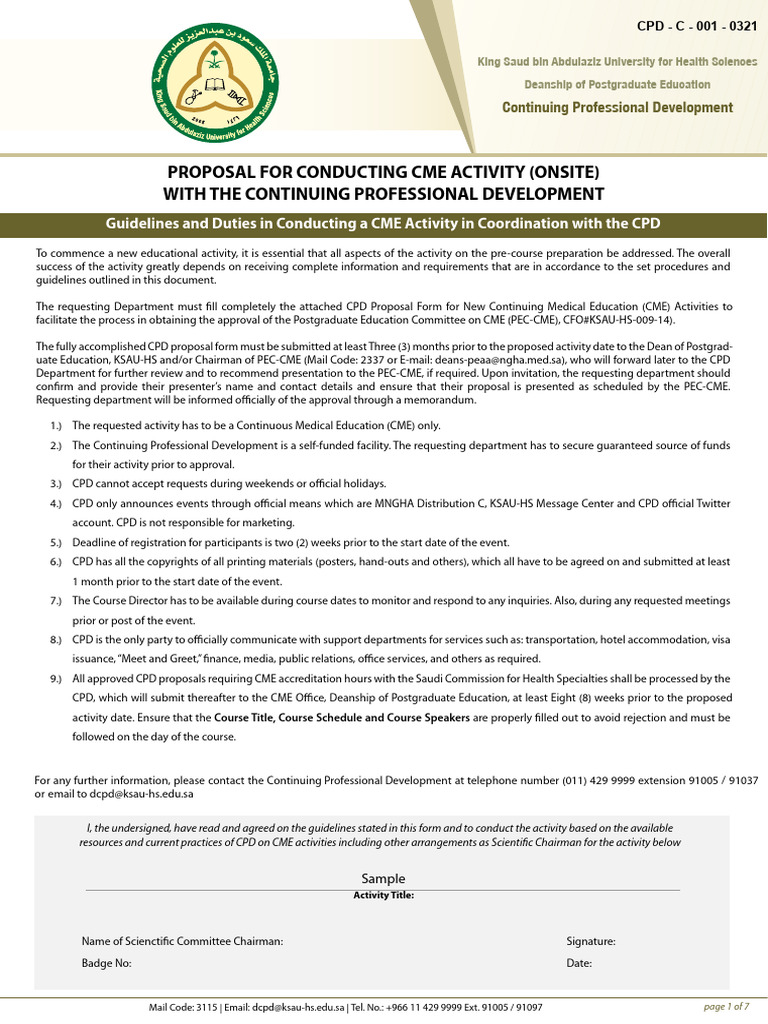Prposal - Conducting - CME - Activity (ONSITE) - Fillable (EN) - How To ...