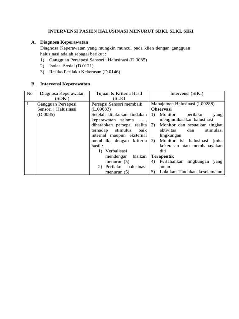 Intervensi Pasien Halusinasi | PDF