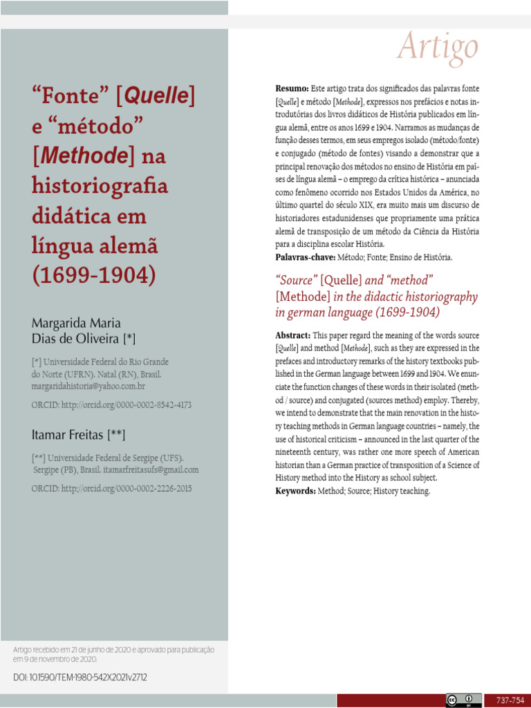 Fonte Quelle e Metodo Methode Na Histor | PDF | Pedagogia | Método científico