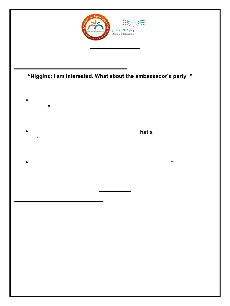 Play Sheet | PDF | Pygmalion (Play)