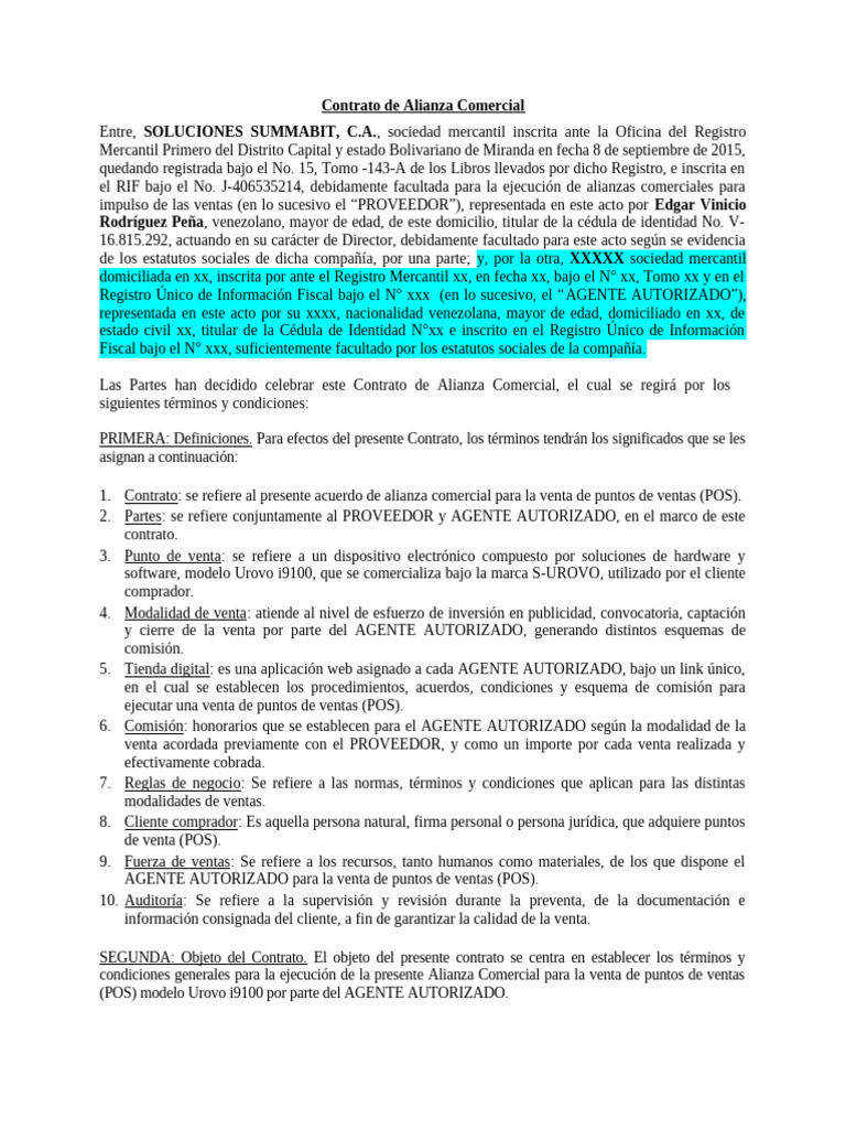 Contrato Alianza Comercial Vitech - v3 | PDF | Outsourcing