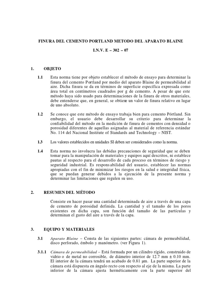 Norma INV E-302-07 | PDF | Medida de presión | Cemento Norma INV E-302-07 | PDF | Medida de presión | Cemento