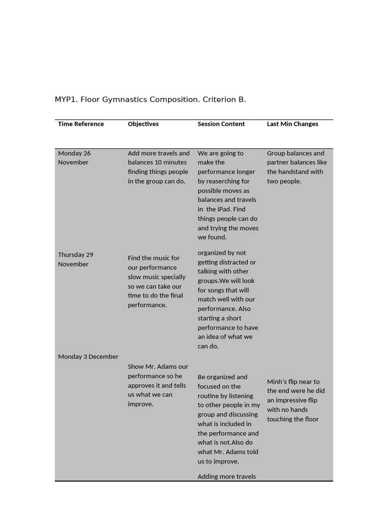 Gymnastics Plan copy | PDF