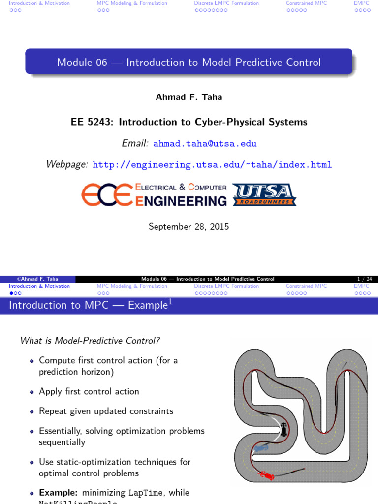 Introduction to Model Predictive Control | PDF | Mathematical ...