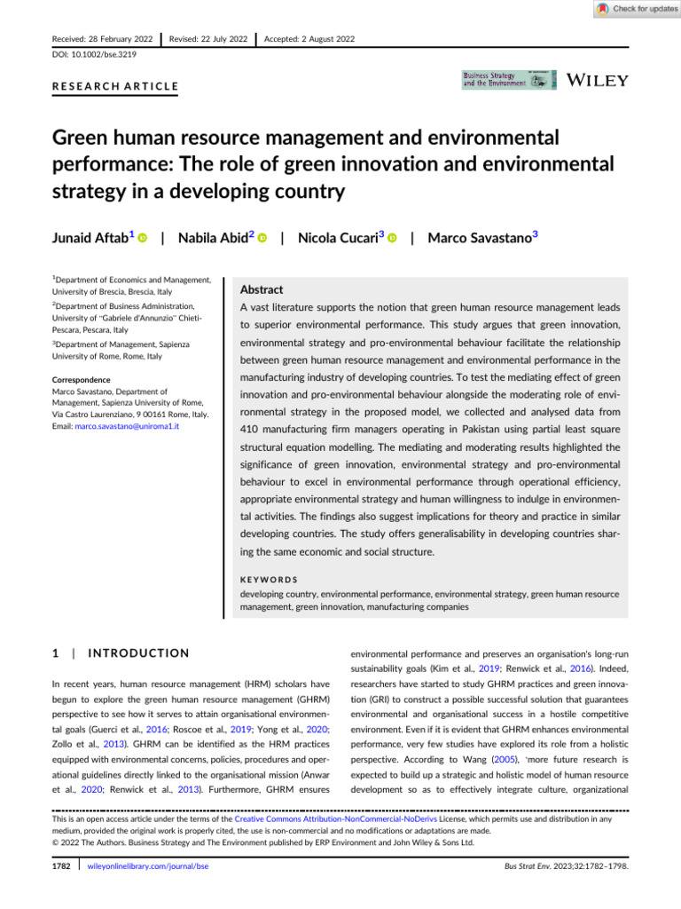 Green HRM & Environmental Performance | PDF | Coefficient Of Determination | Validity (Statistics)