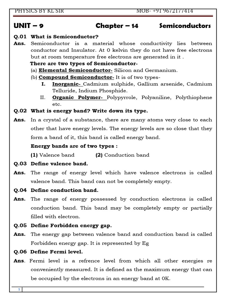 ch.14 Semiconductor Electronics | PDF | Semiconductors | P–N Junction