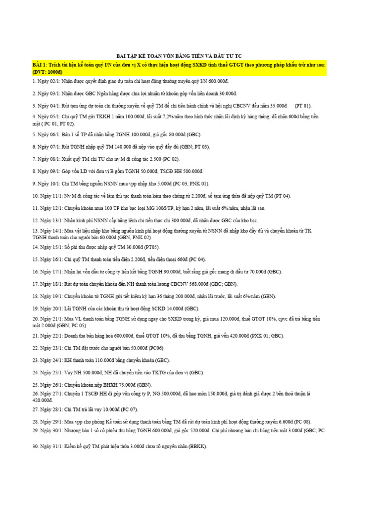 KTHCSN - KT VỐN BẰNG TIỀN & ĐTƯ TC | PDF