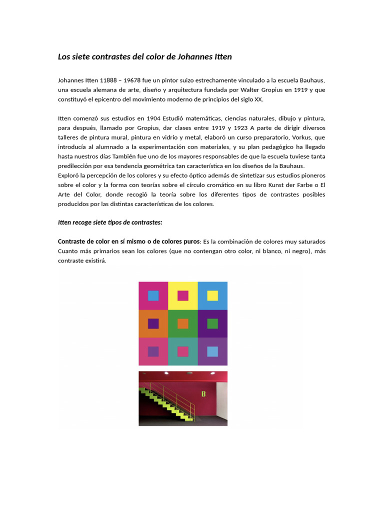 Los Siete Contrastes de Color de Johannes Itten | PDF | Color | Pinturas