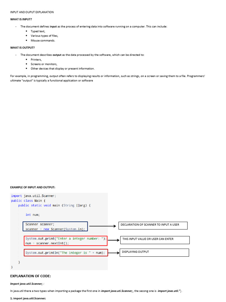 Input and Ouput Explanation | PDF