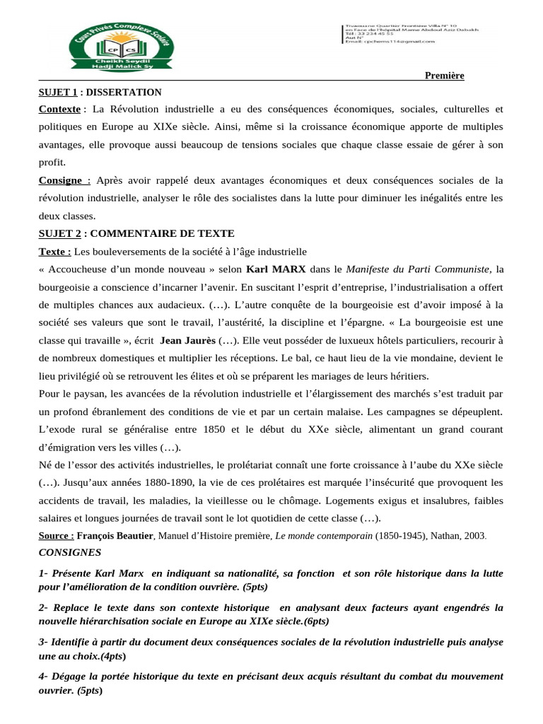 Révolution industrielle : enjeux et luttes sociales | PDF | Révolution ...