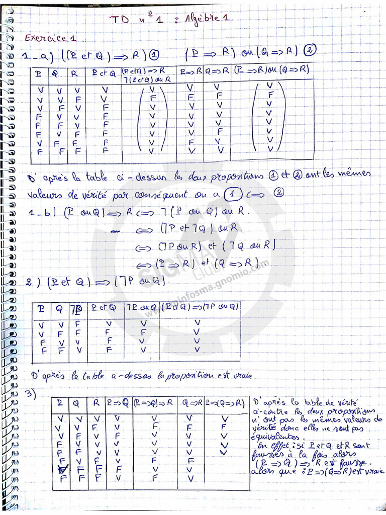 Correction TD 1 - Alg 1 | PDF