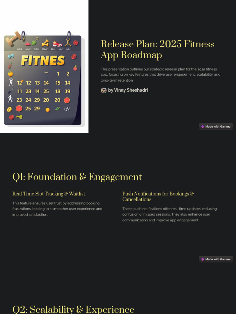 Release Plan 2025 Fitness App Roadmap | PDF