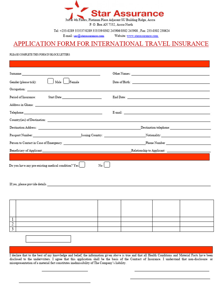 TRAVEL INSURANCE PROPOSAL FORM | PDF | Insurance | Private Law