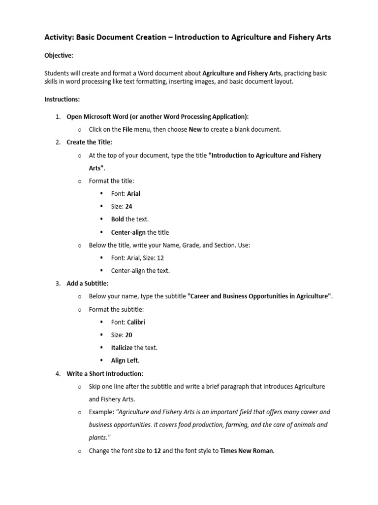 Creating A Word Document | PDF | Agriculture | Microsoft Word