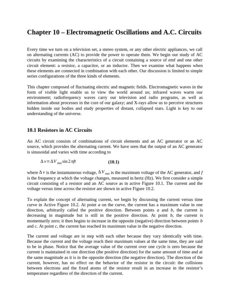 Basic Physics Ch 10 | PDF | Capacitor | Inductor