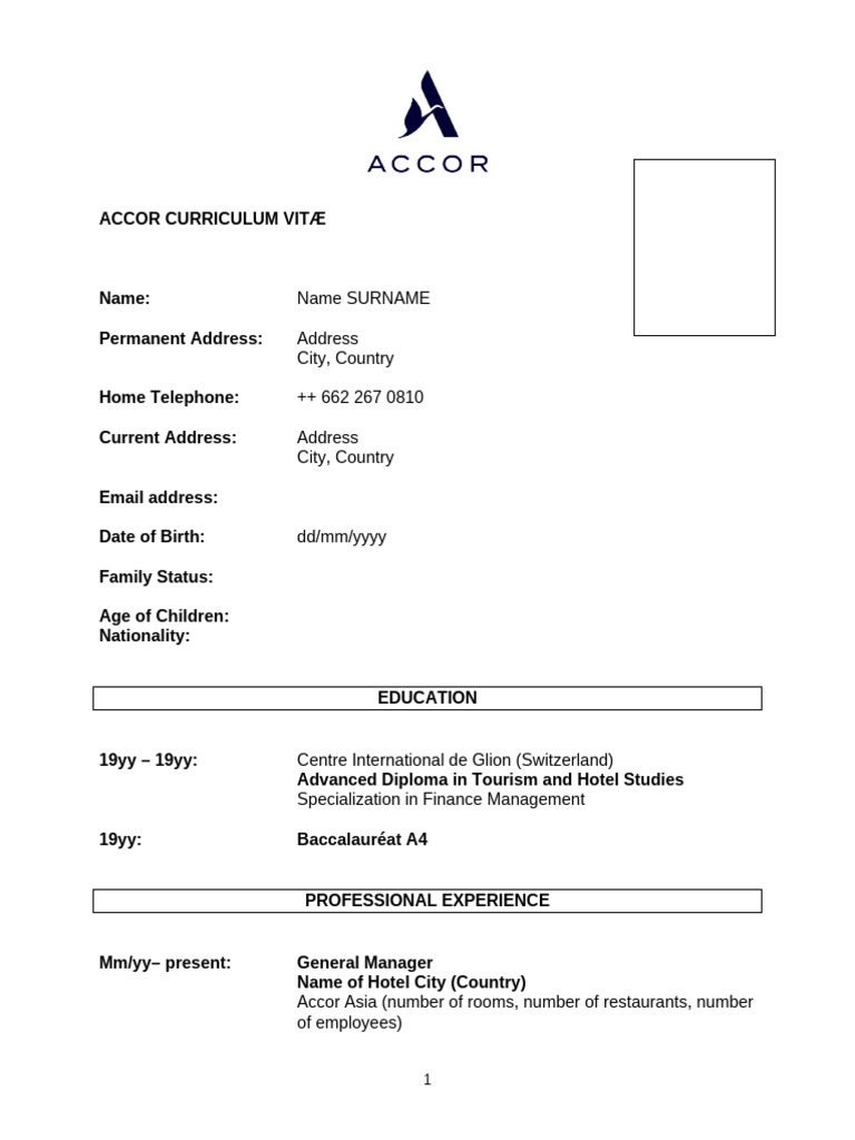 Accor CV Format | PDF | Linguistics