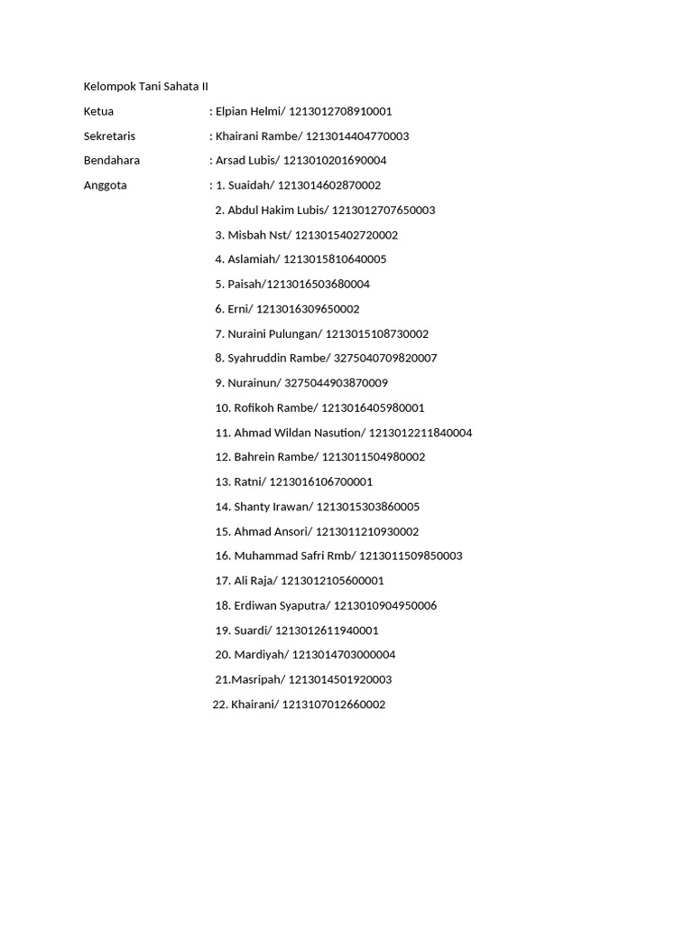Kelompok Tani Sahata II | PDF