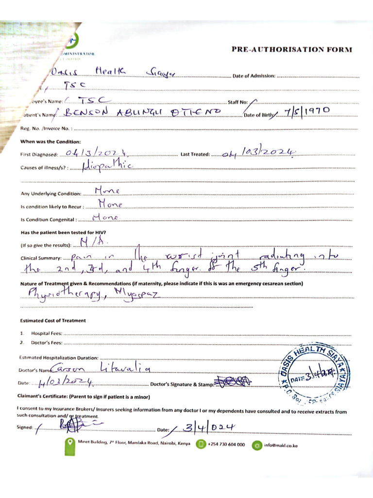 Abungu Pre Auth | PDF