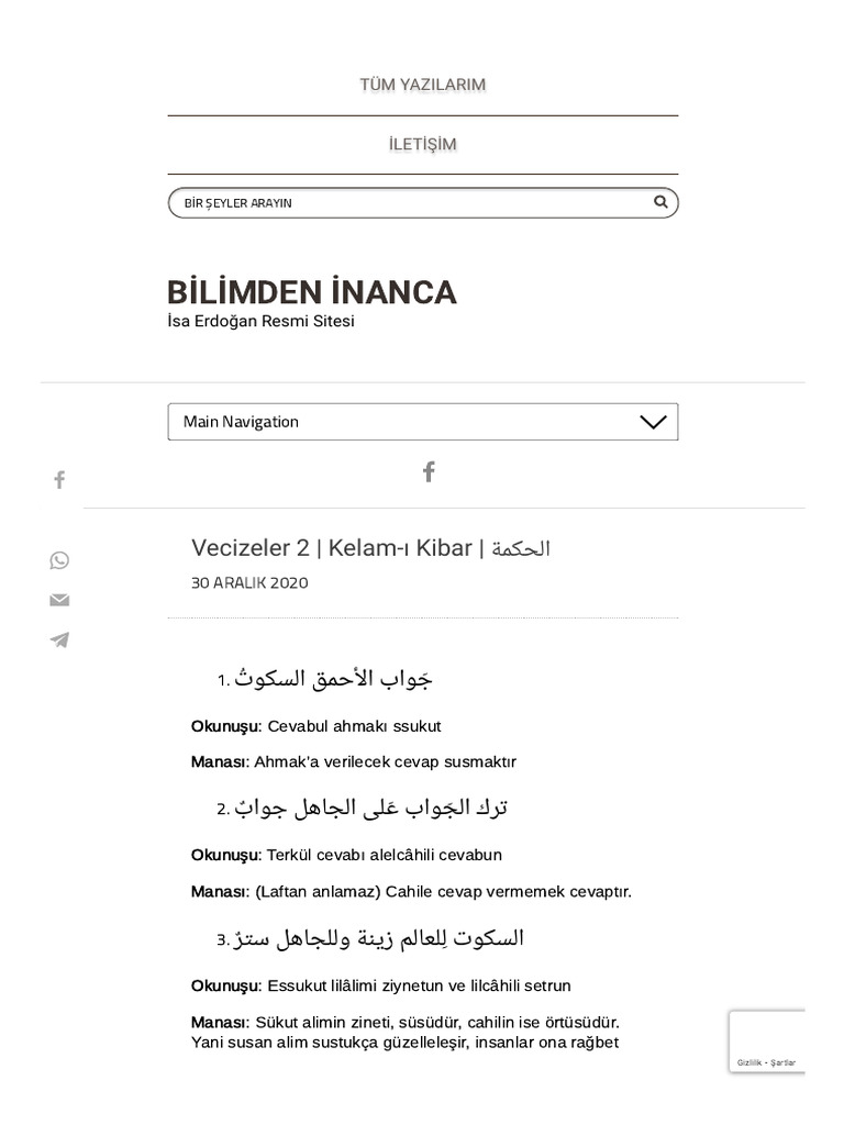 Vecizeler 2 _ Kelam-ı Kibar _ الحكمة - BİLİMDEN İNANCA | PDF