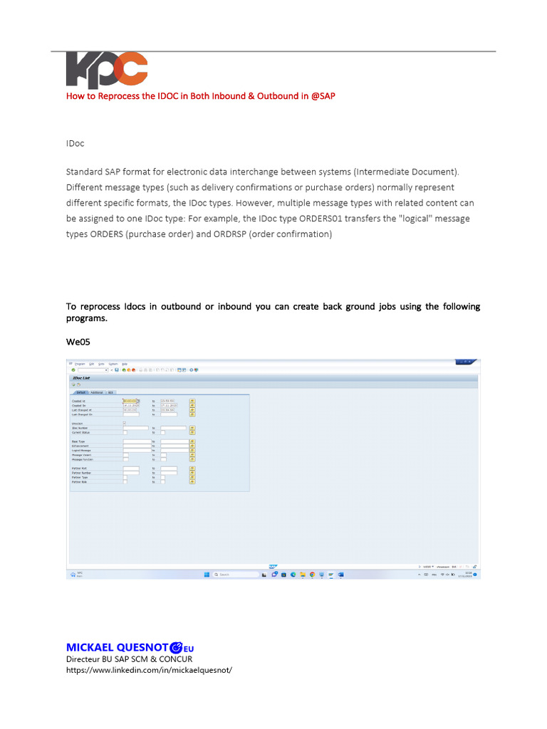 How To Reprocess The IDOC in Both Inbound & Outbound | PDF | Computing | Computer Data