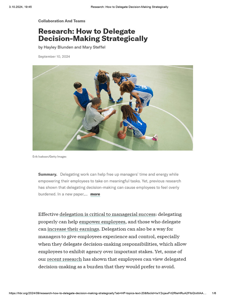 Strategic Delegation for Managers | PDF | Decision Making | Behavioural ...