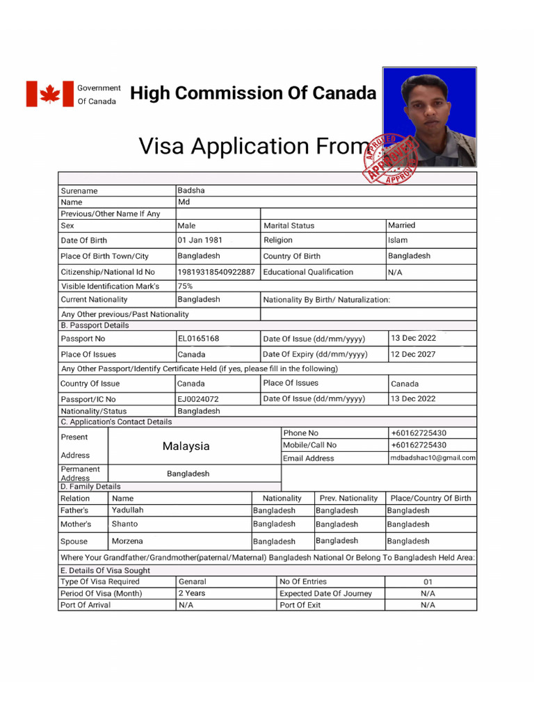 MD Badsha Application Successful of Canada | PDF