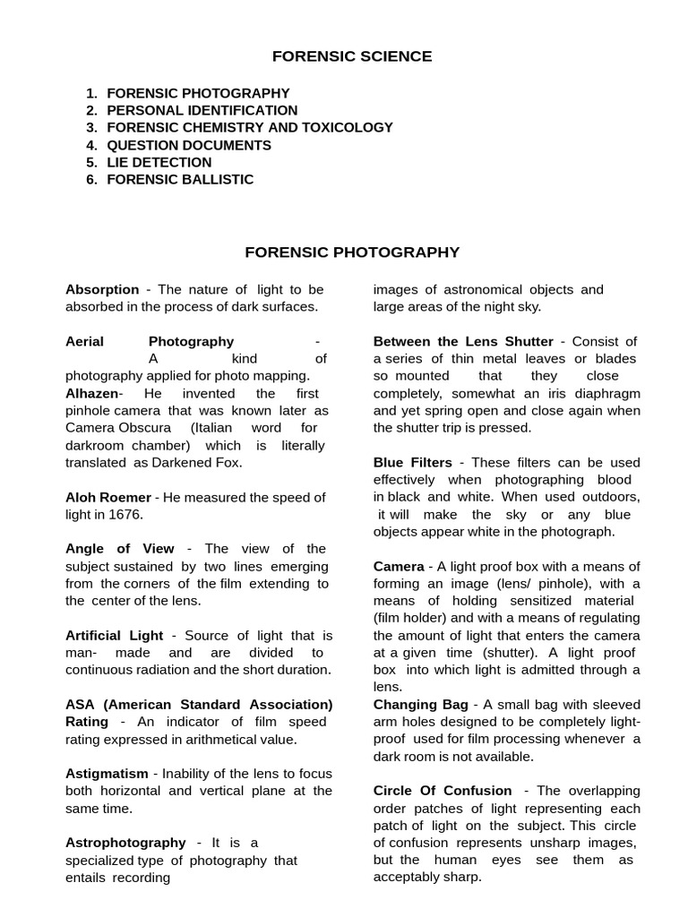 6 Forensic Science | PDF | Fingerprint | Camera Lens
