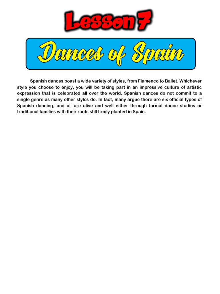 Overview of Spanish Dance Styles | PDF | Dances | Ballet
