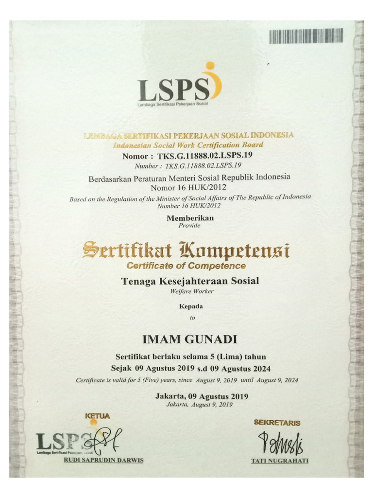 S24-02-03550_IMAM GUNADI_SERTIFIKAT TKS | PDF